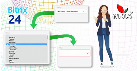 The "Address" section`s fields customization in Bitrix24 and own drop-down lists